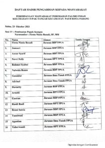 Daftar Hadir PKM Pupuk Kompos - Document Repository Universitas Andalas